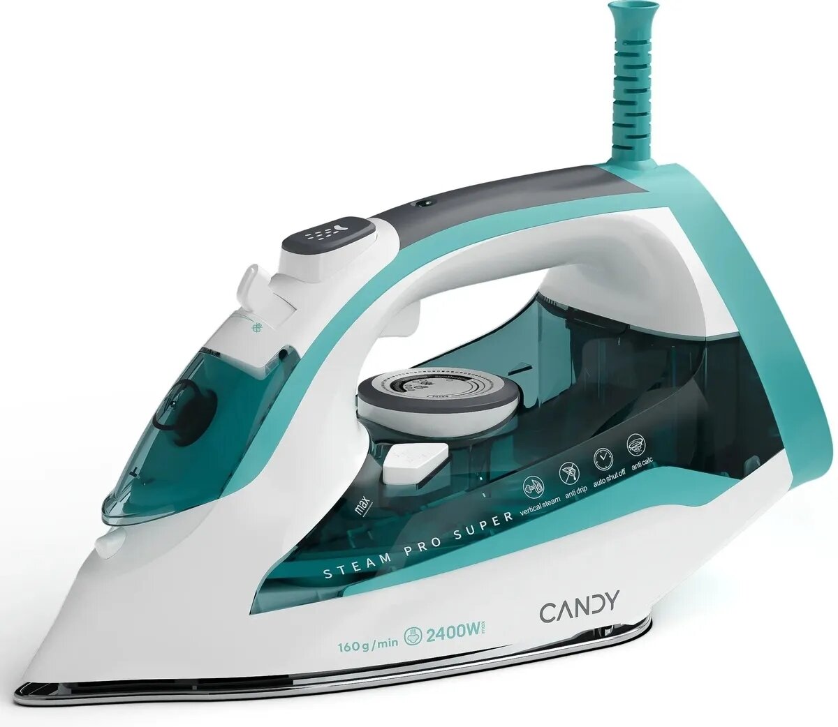 Утюг Candy Steam iron CI-103, 2400 Вт, 160 г/мин, белый/бирюзовый