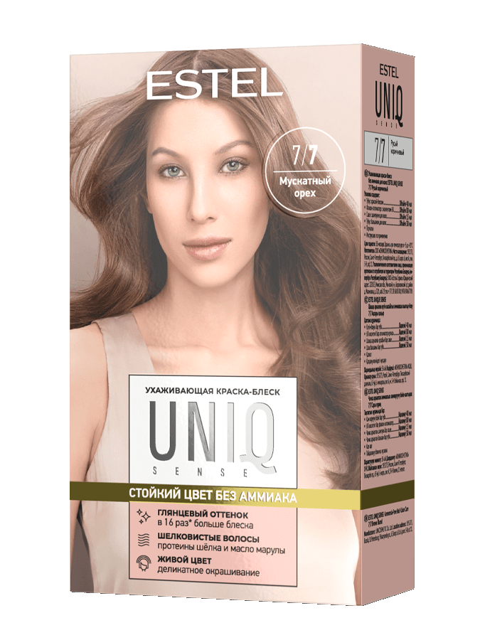 Краска-блеск для волос Estel Uniq Sense, тон: 7/7 мускатный орех, 165 мл
