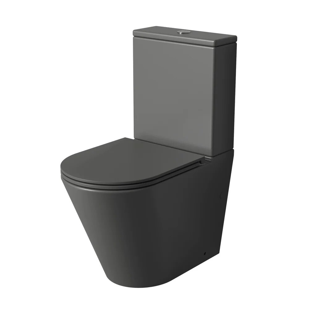 Унитаз-компакт напольный Grossman GR-4458GMSQ с микролифтом, безободковый, антивсплеск, фаянсовый, серый, матовый, овальный, с нижним подводом, сиденье для унитаза в комплекте