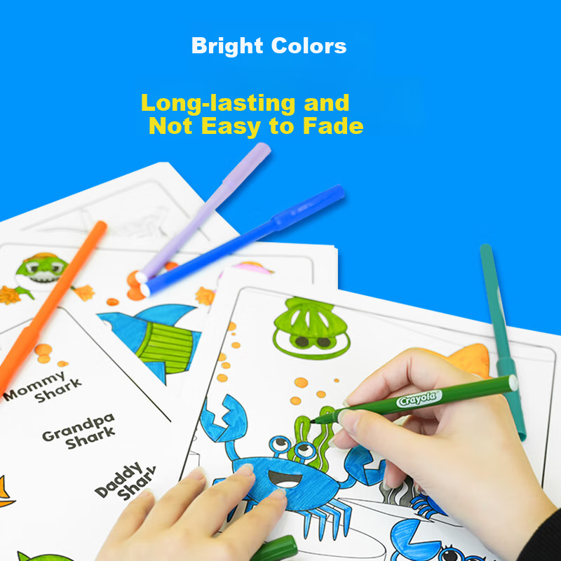 Водные маркеры Crayola, 50 цветных, тонкий кончик, нетоксичные, легко смываемые