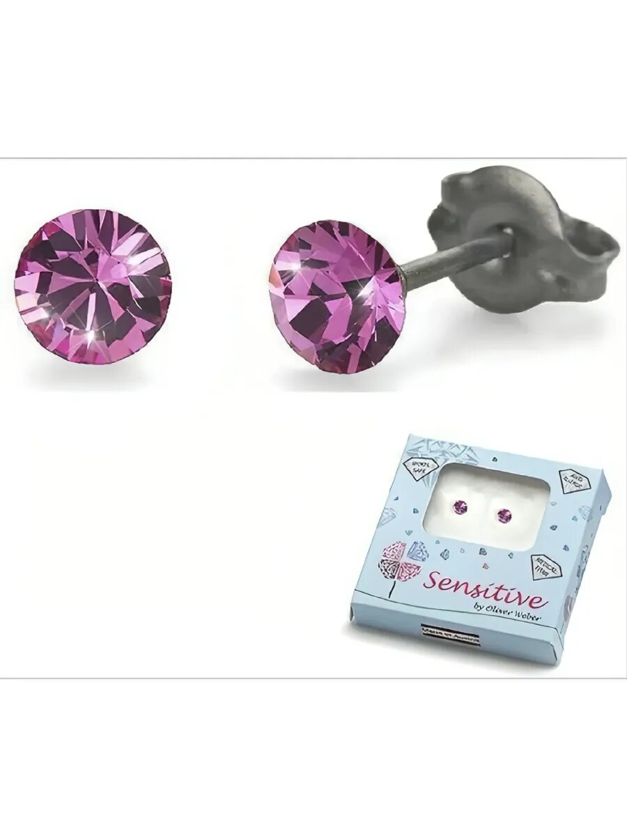 Серьги пусеты, кристаллы Swarovski, кристалл