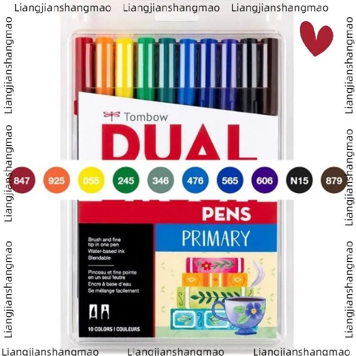 Tombow Dual Brush Pen Primary Набор акварельных маркеров для граффити 10 цветов