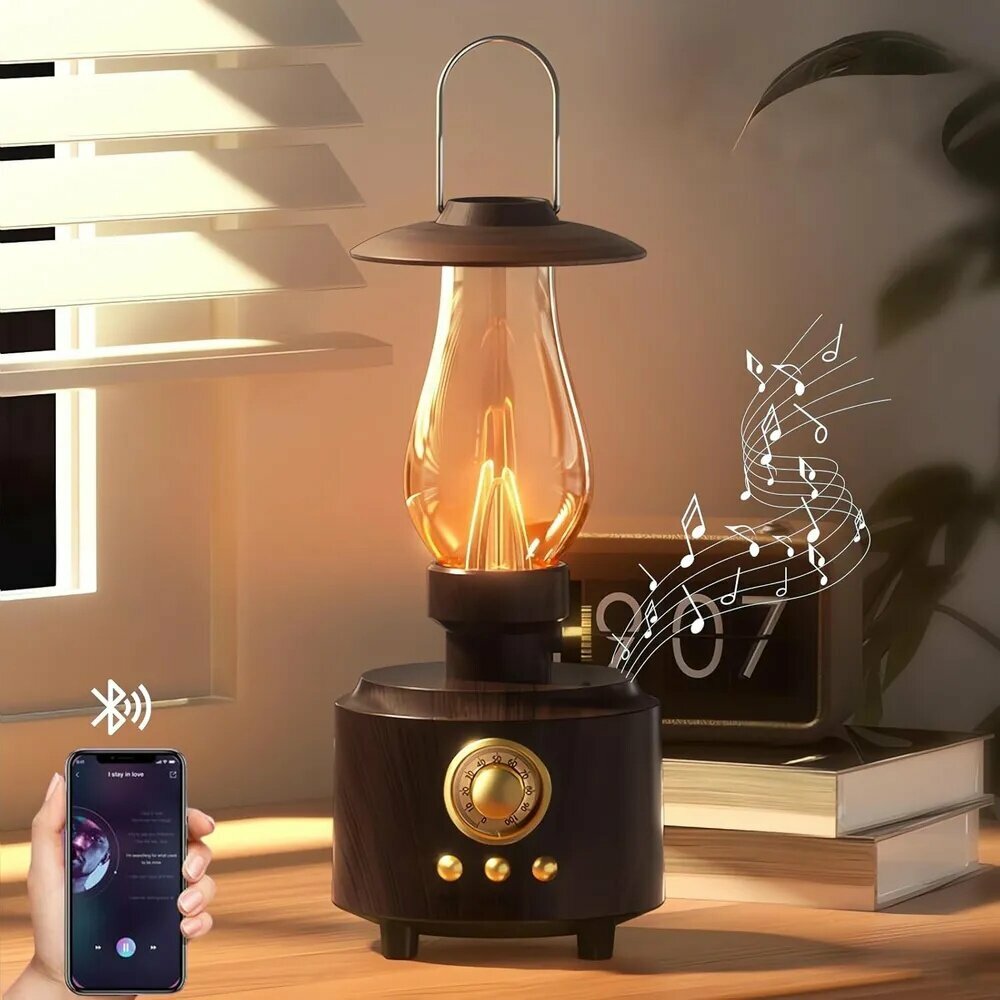 Портативный светильникРетро керосиновая лампа с Bluetooth-колонкой, USB и слотом для карт памяти 14*8.1*7cm
