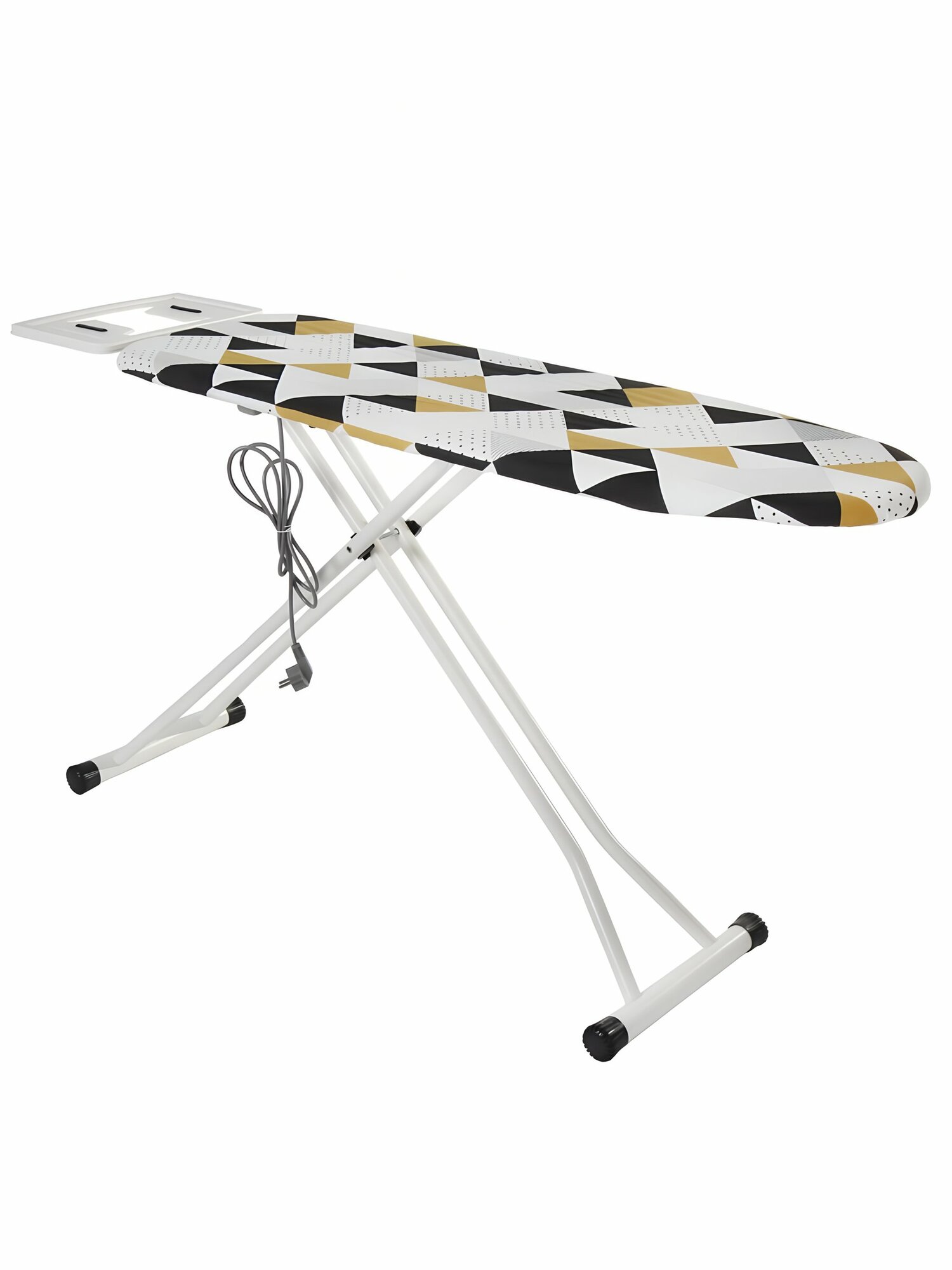 Доска гладильная 120х38 см, напольная, с розеткой, Элона, подставка под утюг, розетка, Dogrular, белая