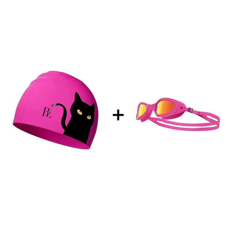 Плавательная шапочка BE Fan De'an Little Black Cat/Cat Series 2026 с принтом, для взрослых, удобная в носке, не