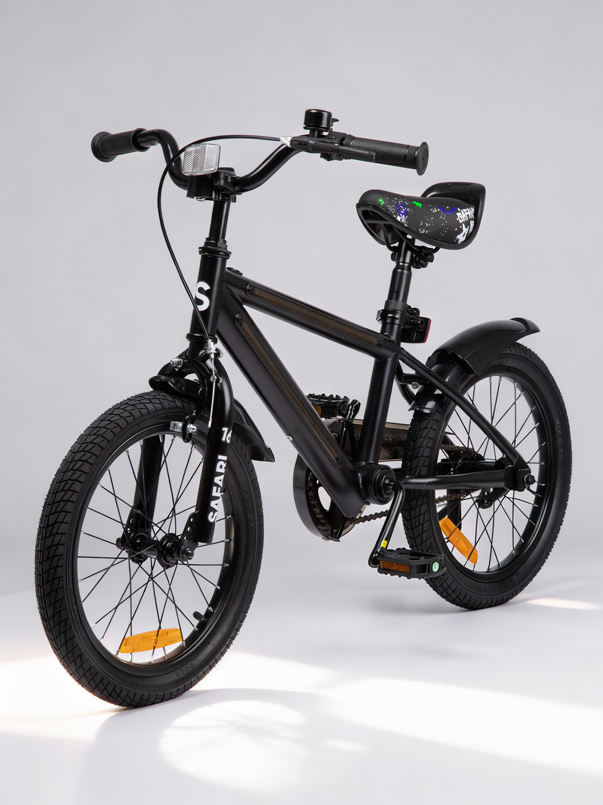 Велосипед детский двухколесный 20 дюймов на рост от 120 до 140 см, LED-подсветка, черный