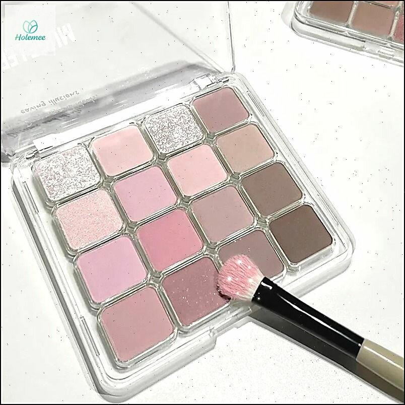 Корейская палетка теней для век с эффектом естественного макияжа: 16 оттенков розово-коричневых и дынных тонов с перламутром и матовыми текстурой