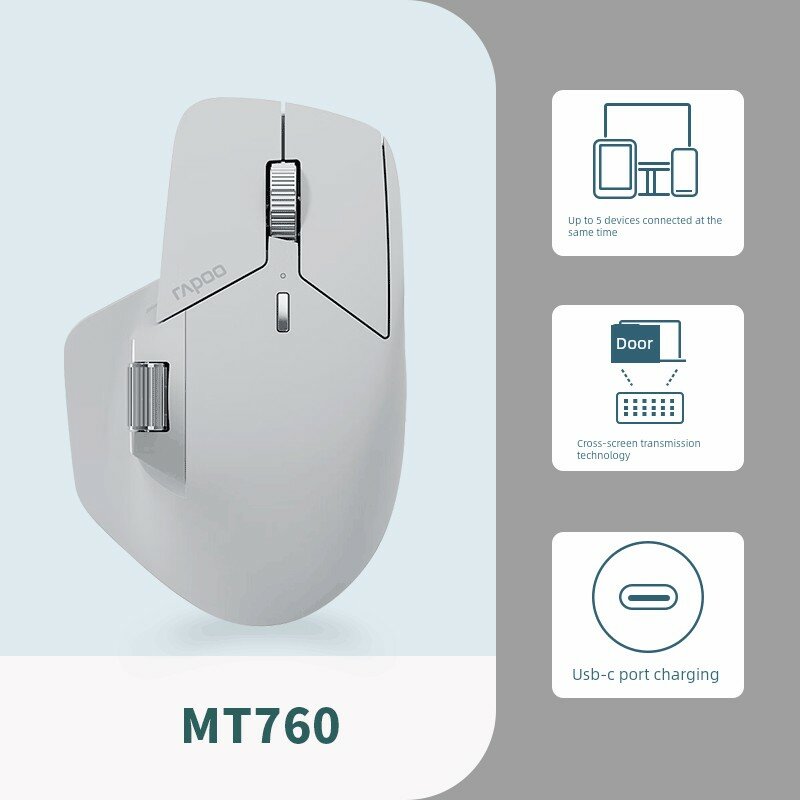 Беспроводная мышь Rapoo MT760, Bluetooth, двухрежимная, эргономичная, для настольных компьютеров, ноутбуков, бизнеса,