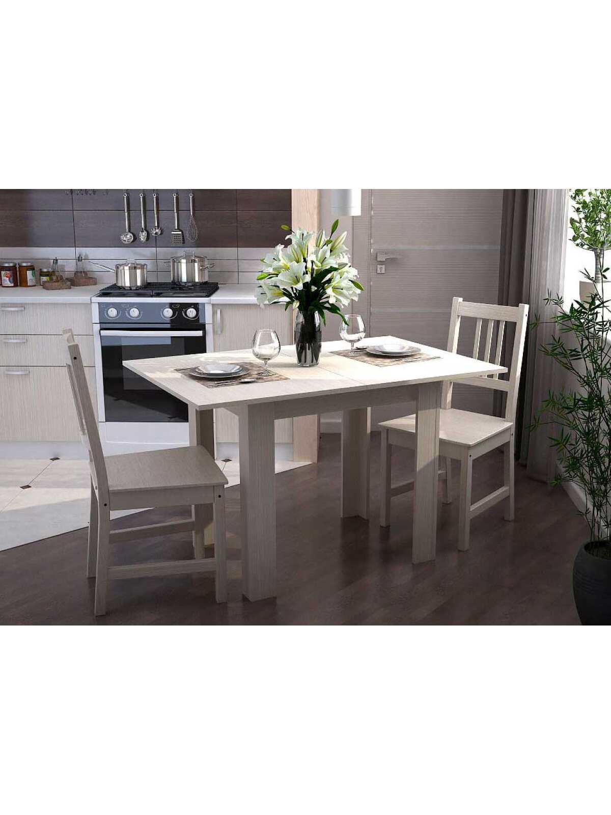 Стол кухонный раскладной "Белфорт" Huge Mebel. Ширина 800 Высота 770. Кухонные столы