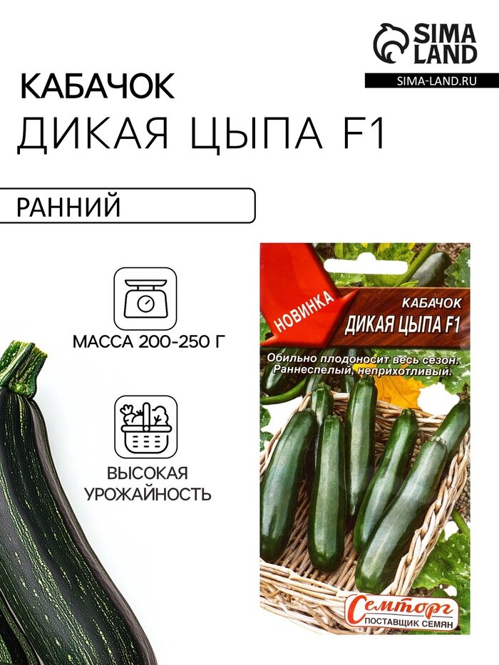 Семена Кабачок цуккини «Дикая цыпа», F1, «Семторг - Агрофирма аэлита», 5 шт.