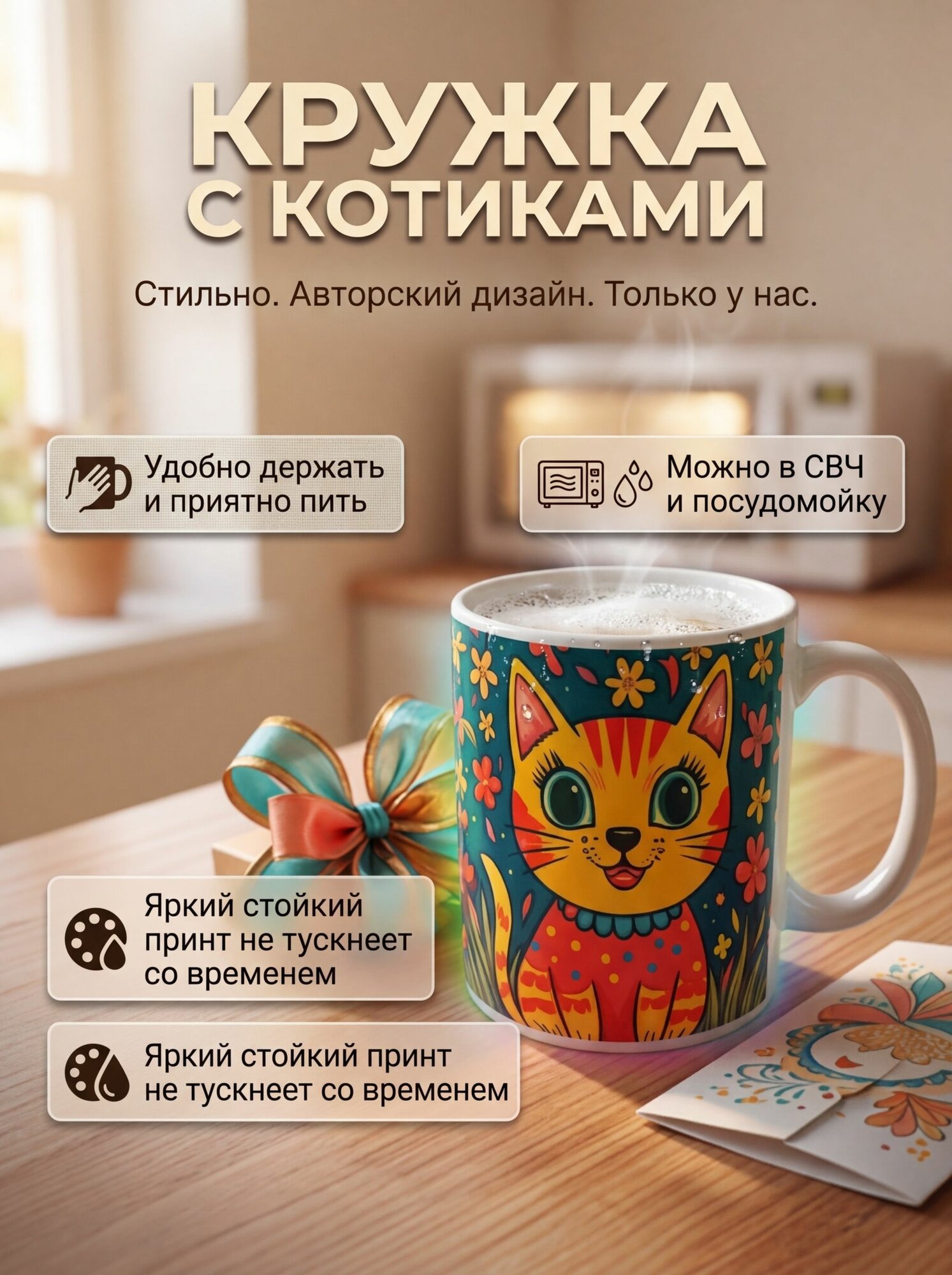 Кружка с фото принтом "Котики" эксклюзивный дизайн. Только у нас! — фото 1