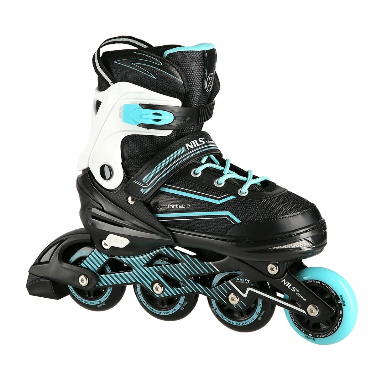 DECATHLON ролики Nils Extreme NA1169A, черный/светло-синий/белый, размер 39/42