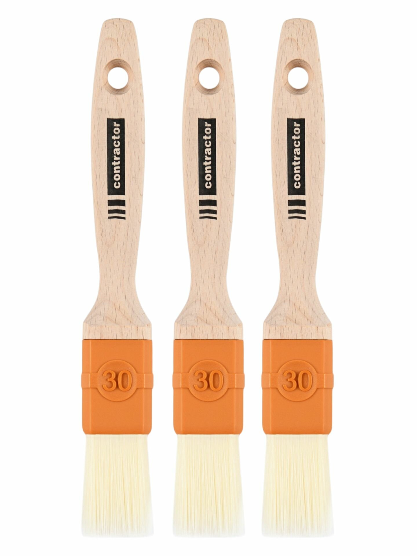 Кисть плоская Contractor 81903097 синтетическая щетина (30*19мм) упак (3 шт)