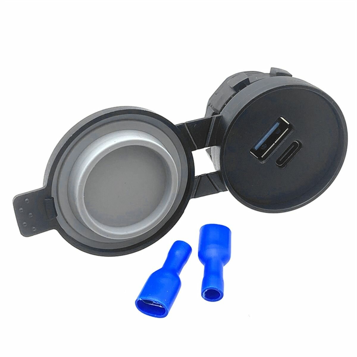 Автомобильный блок питания UCC-108 USB-A + USB-C QC3.0/PD, питание 12-24 В, розетка в салон для быстрой зарядки устройств