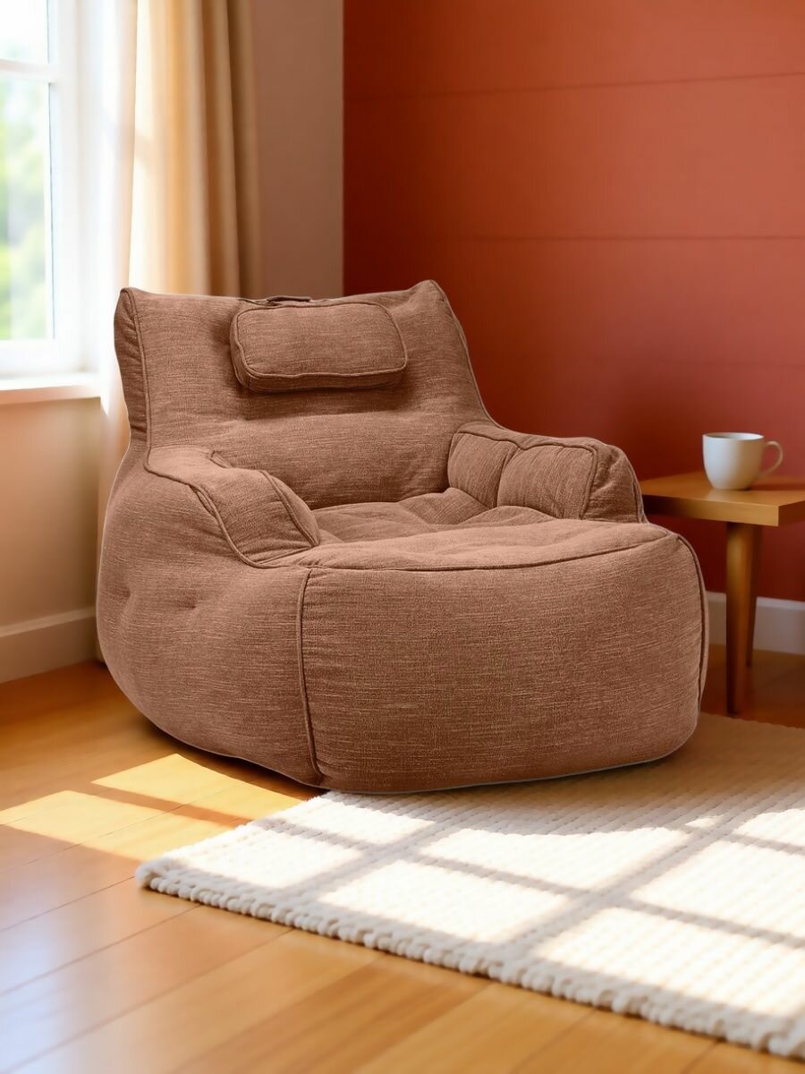 Удобное современное кресло Ambient Lounge - Tranquility Armchair - Terra Cocta (шенилл, терракотовый) - бескаркасная дизайнерская мебель для отдыха дома