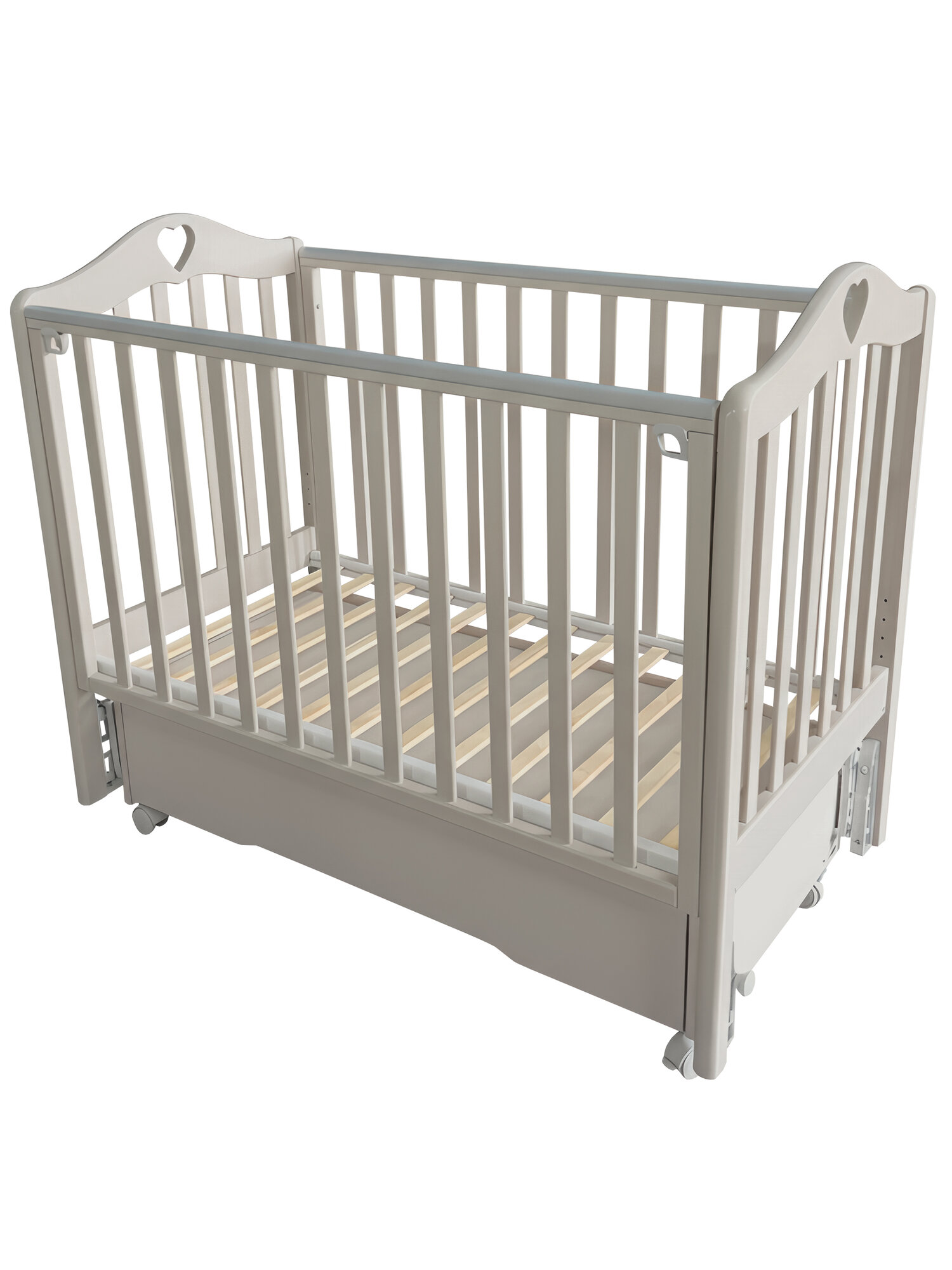 Кроватка детская для новорожденных Антел Дарина-2, универсальный маятник, колеса и ящик, слоновая кость