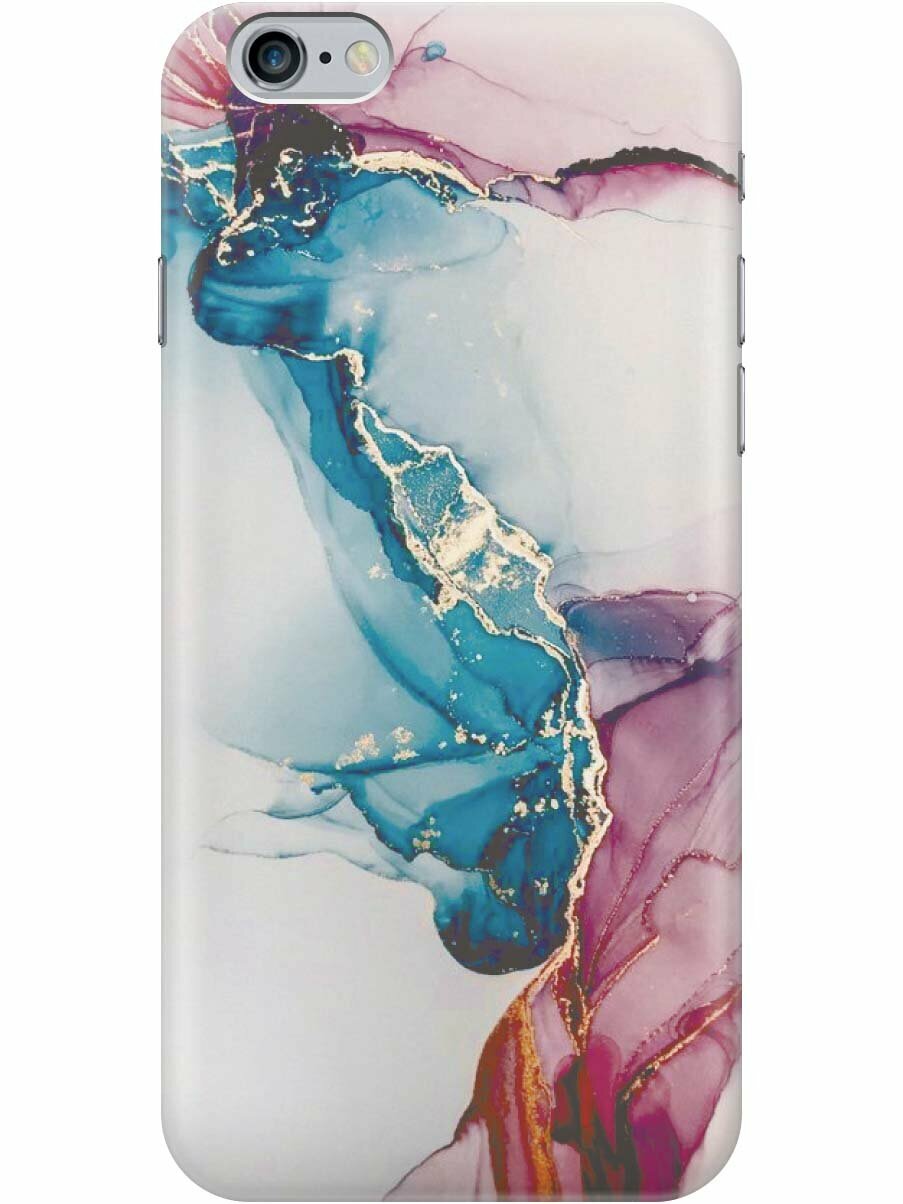 Силиконовый чехол на Apple iPhone 6S Plus / 6 Plus / Эпл Айфон 6 Плюс / 6с Плюс с рисунком "Сине-розовый мрамор"