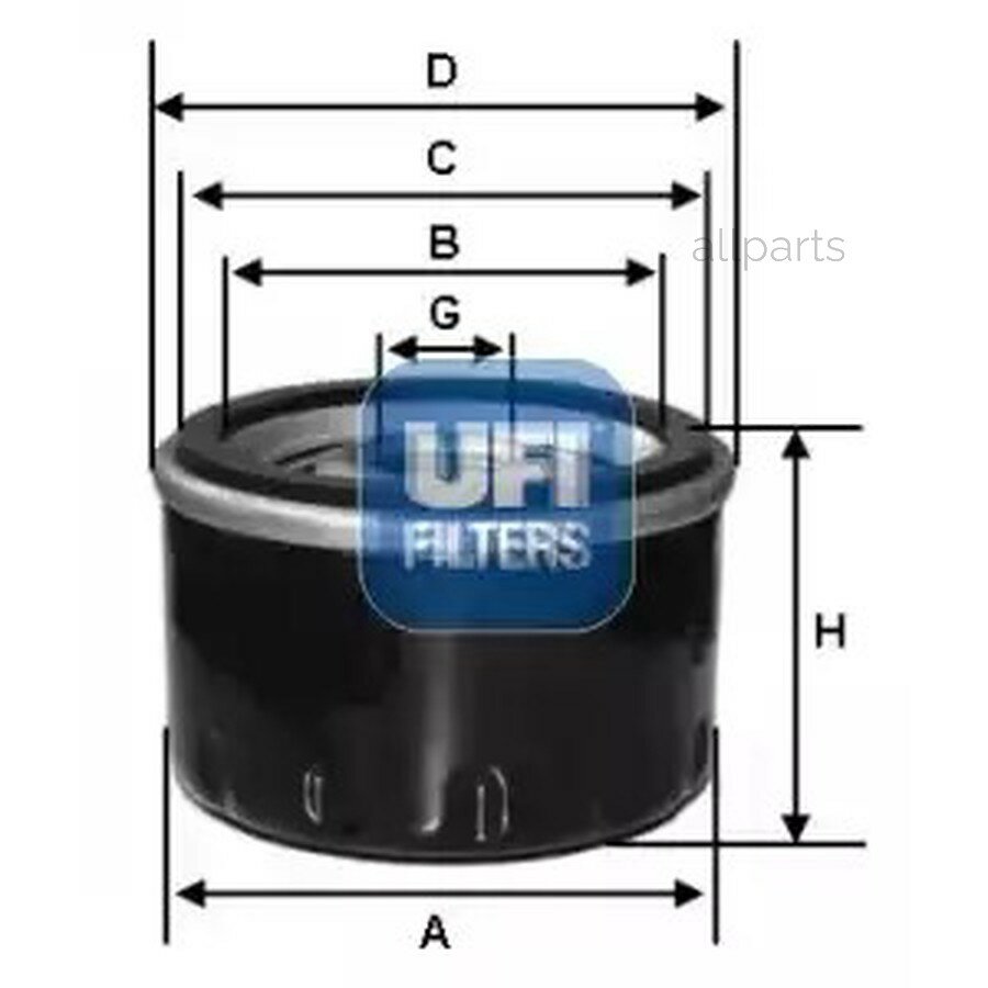 UFI 2358500 Фильтр Масляный spin-on CHEVROLET