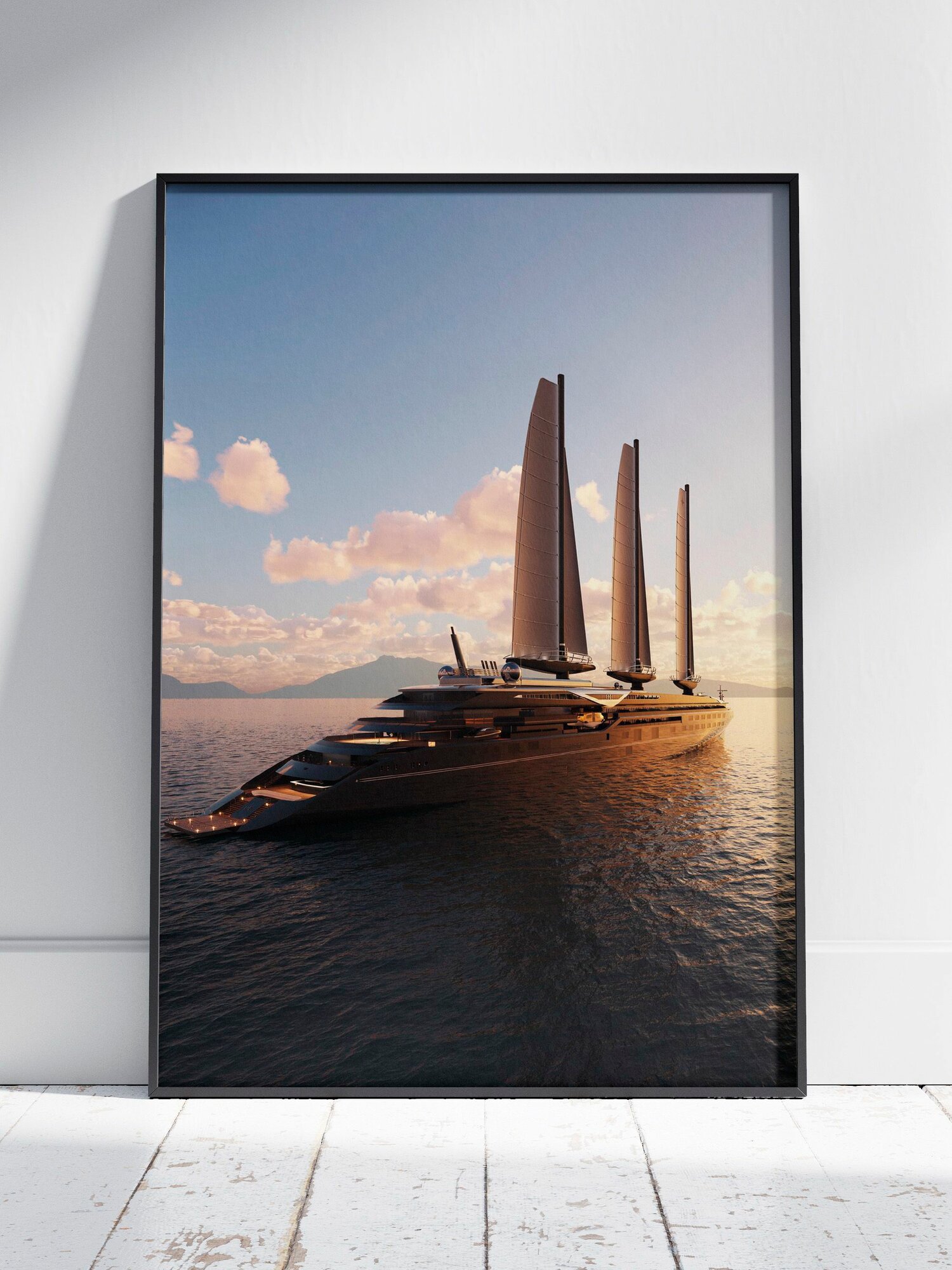 Плакат на стену для интерьера Транспорт и техника (Сэйлинг Яхта А - Sailing Yacht A 1) - Постер по машине формата A4 (21x30 см)