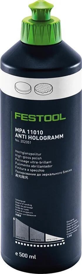 FESTOOL Политура MPA 11010 Антиголограммная полировка для кузова автомобиля, 500 мл