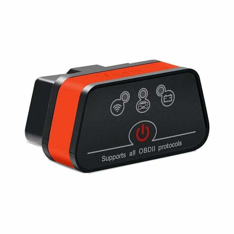 Автосканер Vgate Wi-Fi (для iPhone и Android) ELM327 OBD2 адаптер Черный оранжевый