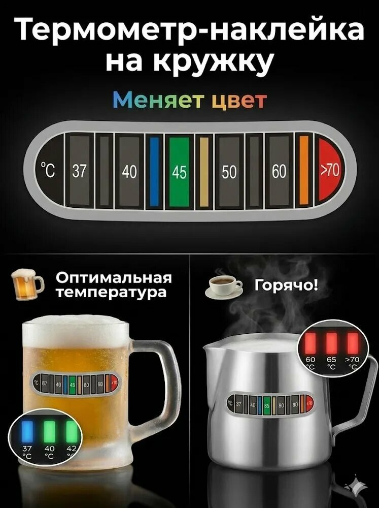 Термометр-наклейка на кружку, индикатор температуры