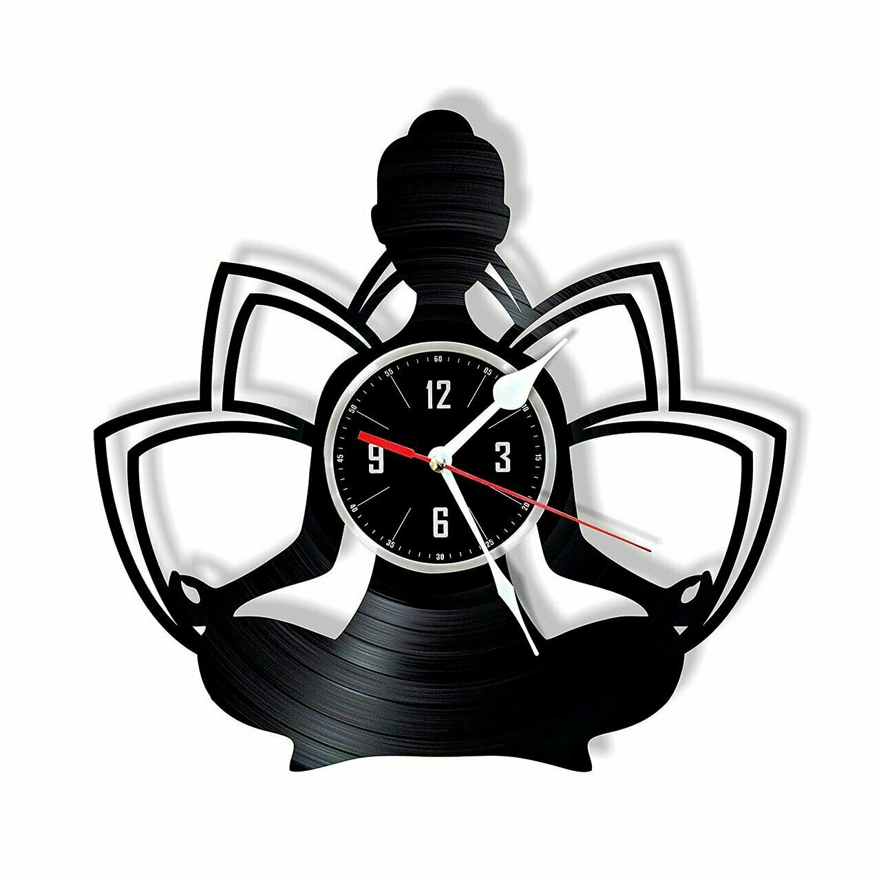 Часы из виниловой пластинки (c) VinylLab Йога, диаметр 30 см