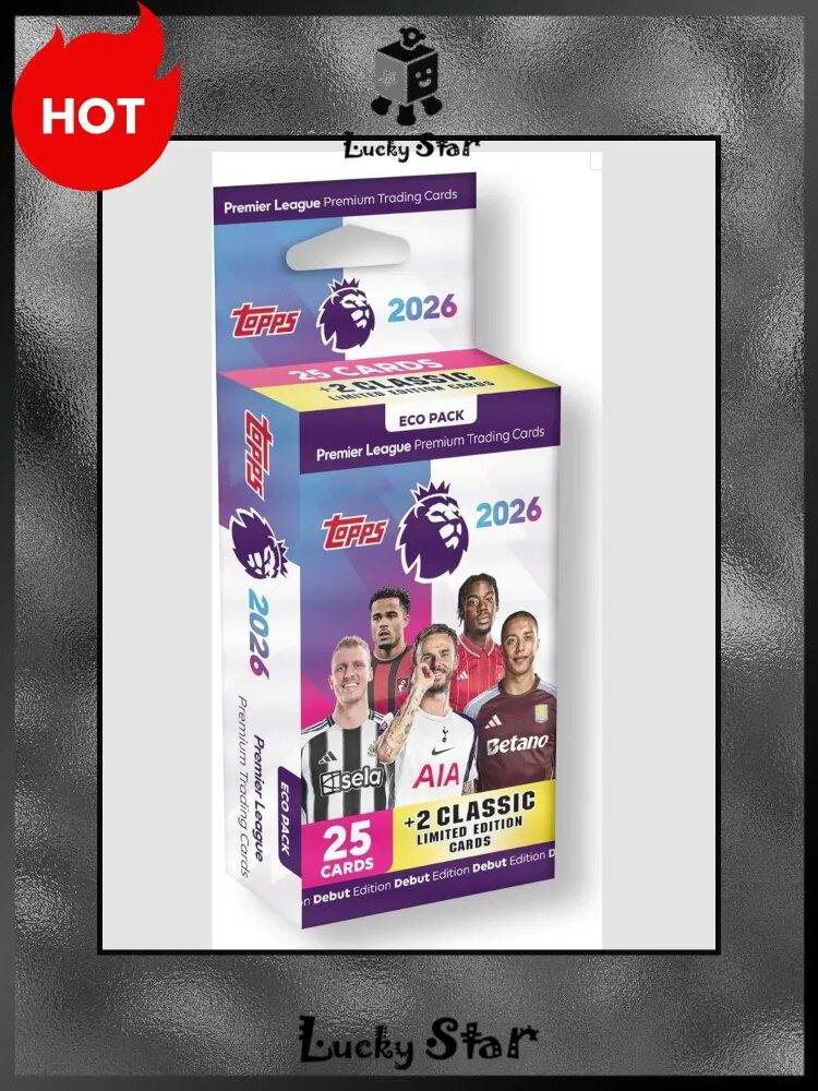 Карточка,2025-26 Topps Premier League Debut Edition Eco Pack,(25 карточек) Подвешенная коробка