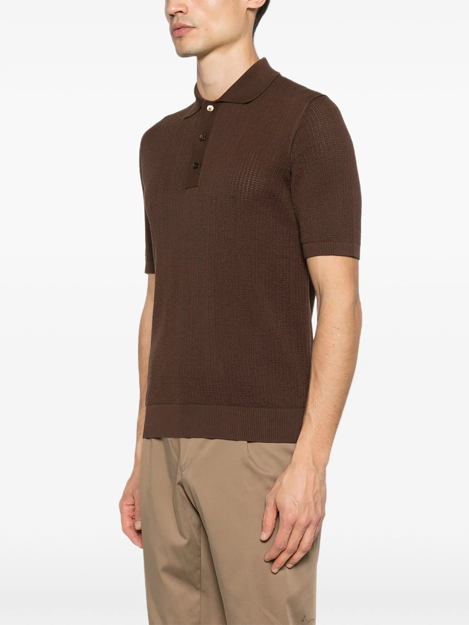 Рубашка LUIGI GENTILE Open-knit polo shirt, размер 50 — фото 1