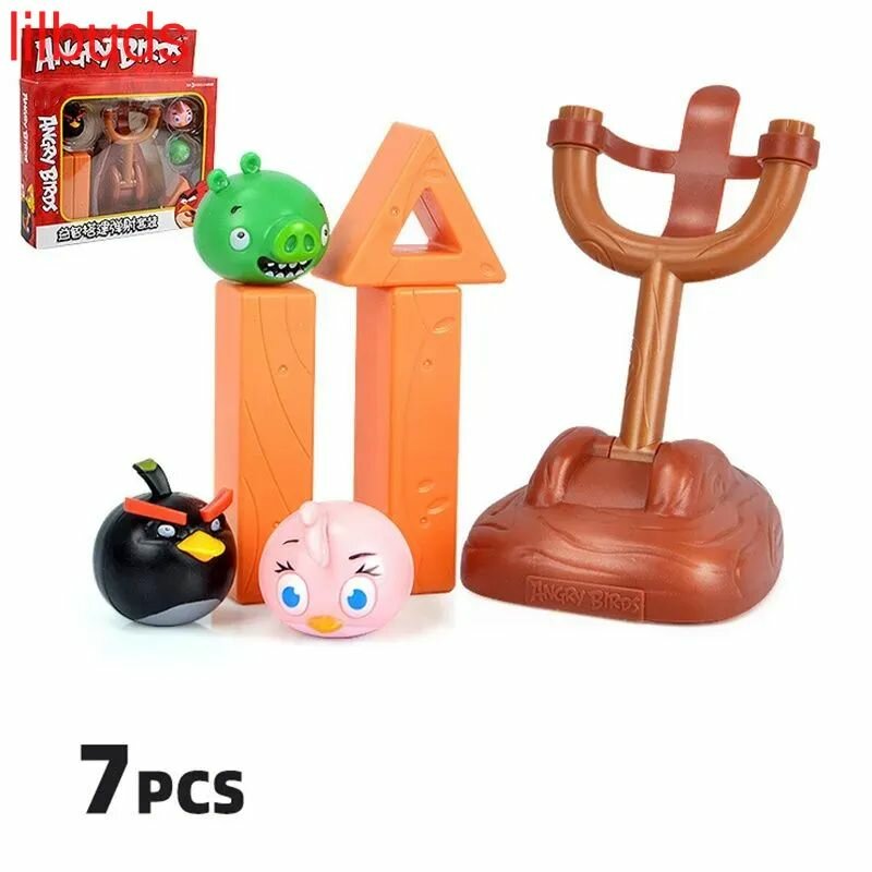 Набор Angry Birds детские строительные блоки рогатка катапульта игрушка