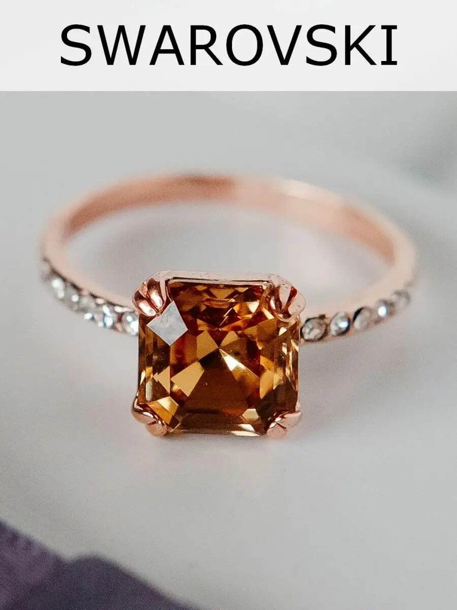 Кольцо помолвочное, кристалл, кристаллы Swarovski