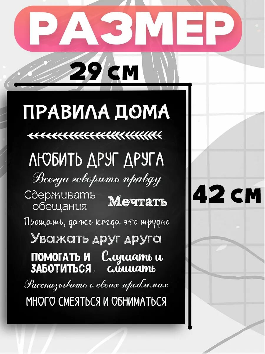 Постер на стену Правила дома, , плакат 1шт, А3 размер. — фото 1