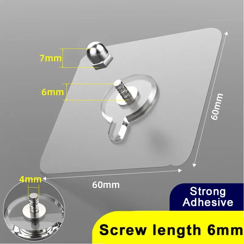 Крючки самоклеящиеся на стену, 10 шт, Screw length 6mm