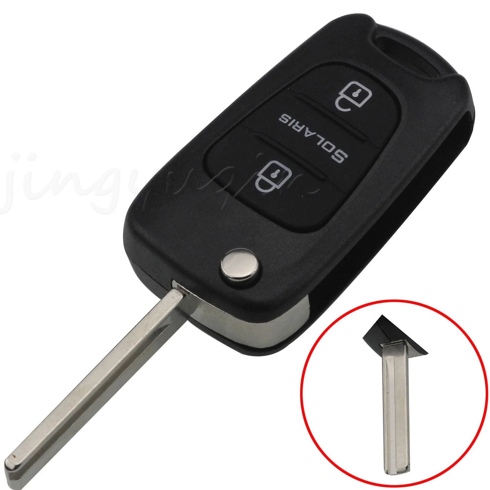 Корпус ключа Hyundai Solaris Accent Elantra Kia Morning, 3 кнопки, черный, Solaris HY20R