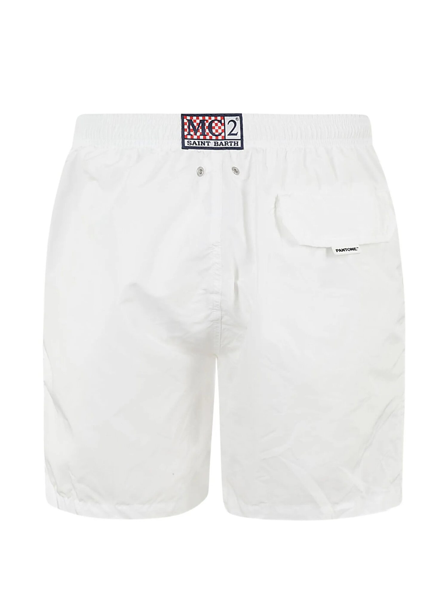 Шорты для плавания MC2 Saint Barth Logo-patch drawstring swim shorts, размер S, white — фото 1