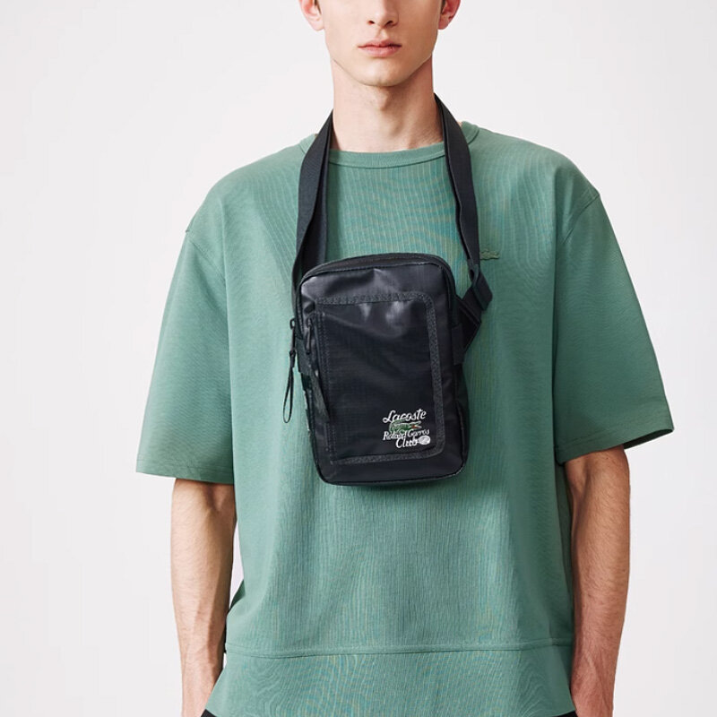 Сумка LACOSTE, фактура тиснение, черный — фото 1