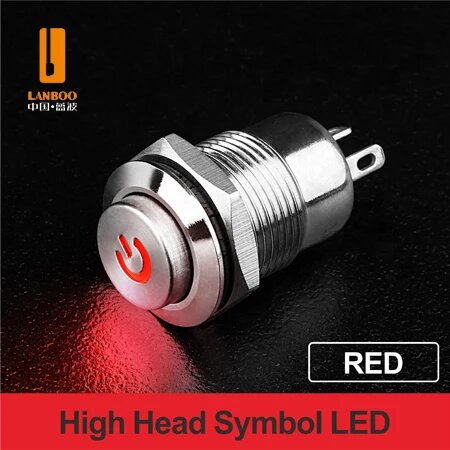 Переключатель LANBOO 12 мм Red Power Latching 5-24V