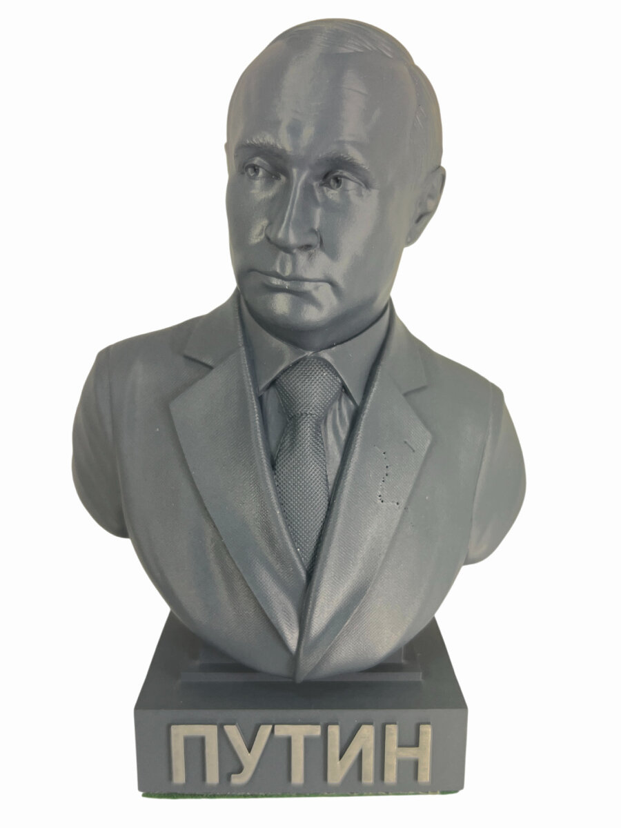 Бюст: Путин (серый цвет) Высочайшая детализация. Материал: полимер, акрил, сукно. — фото 1