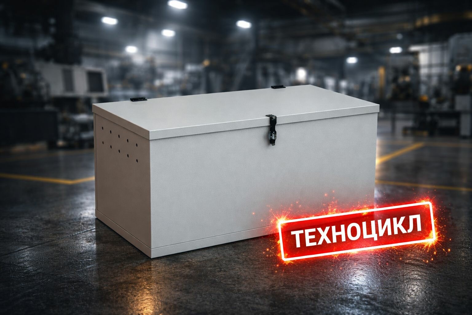 Ящик увеличенный ДВ-1000 1000х500х500 мм техноцикл экологическая металлическая тара для сбора и временного хранения отходов, серый, маркировка Абсорбенты