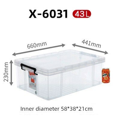 Xitianlong пластиковый плоский контейнер 6031, 45 л, прозрачный для домашней организации