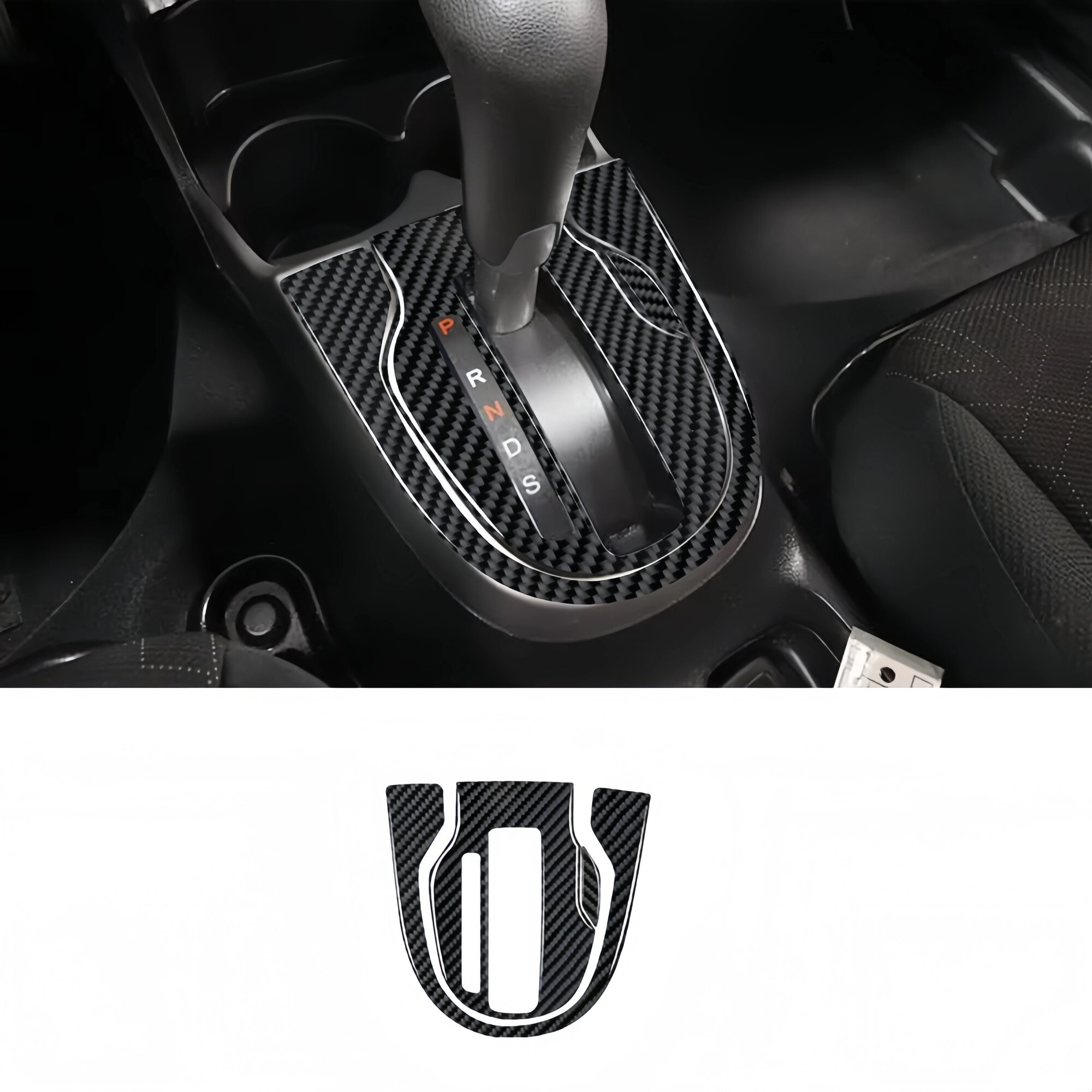Наклейка на панель переключения передач Honda Fit/Jazz 2014-2018, карбон, A LHD