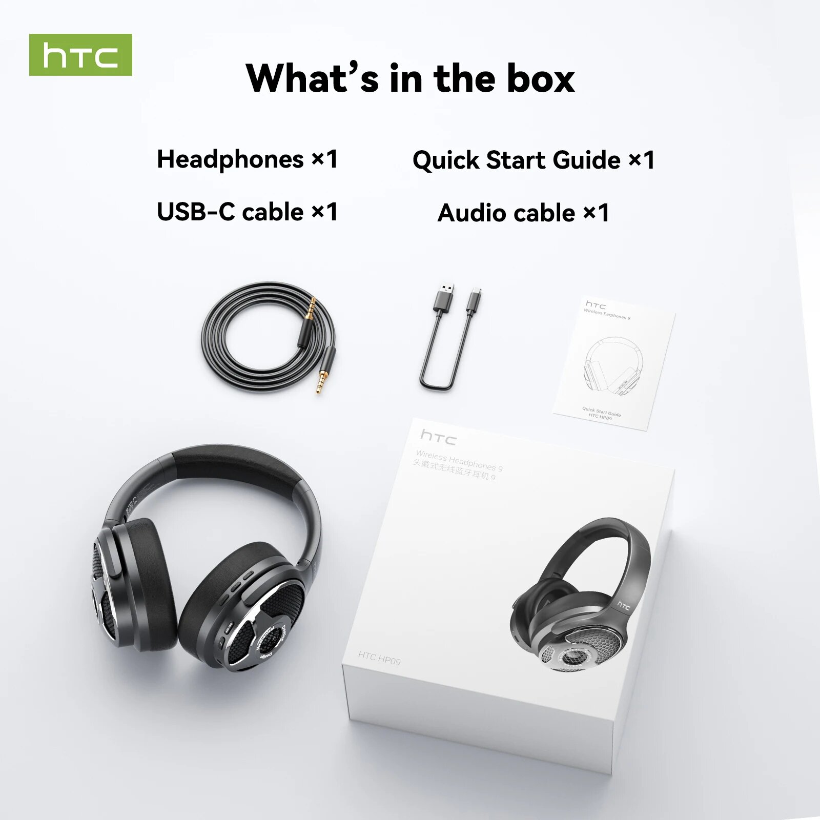 Беспроводные складные наушники HTC NE09 с Bluetooth, функцией умного перевода, 63 часами воспроизведения, режимом внешнего динамика, комфортные