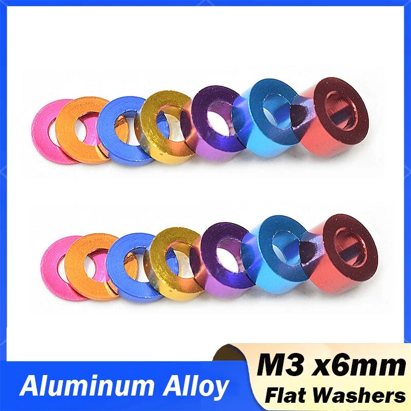 Алюминиевые шайбы M3 X 6 мм, набор из 5/10/20 штук 10Pcs, Черный, Black, 3x6mmx3.0mm
