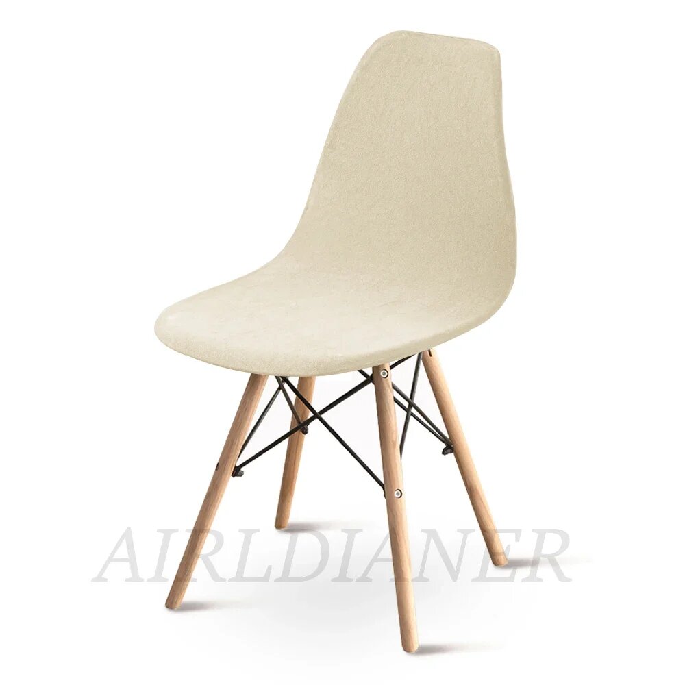 Бежевый бархатный стул в стиле Eames