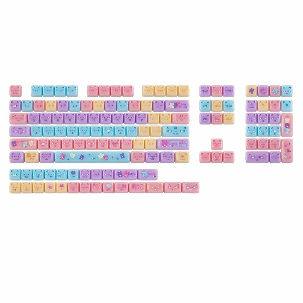 KiiBOOM Meow Pudding ANSI US Набор Клавиш , 134 Клавиши, Профиль MAO, Материал PC, Многоцветный