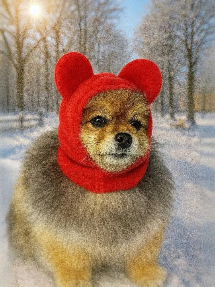Зимняя шапка с ушками для собак