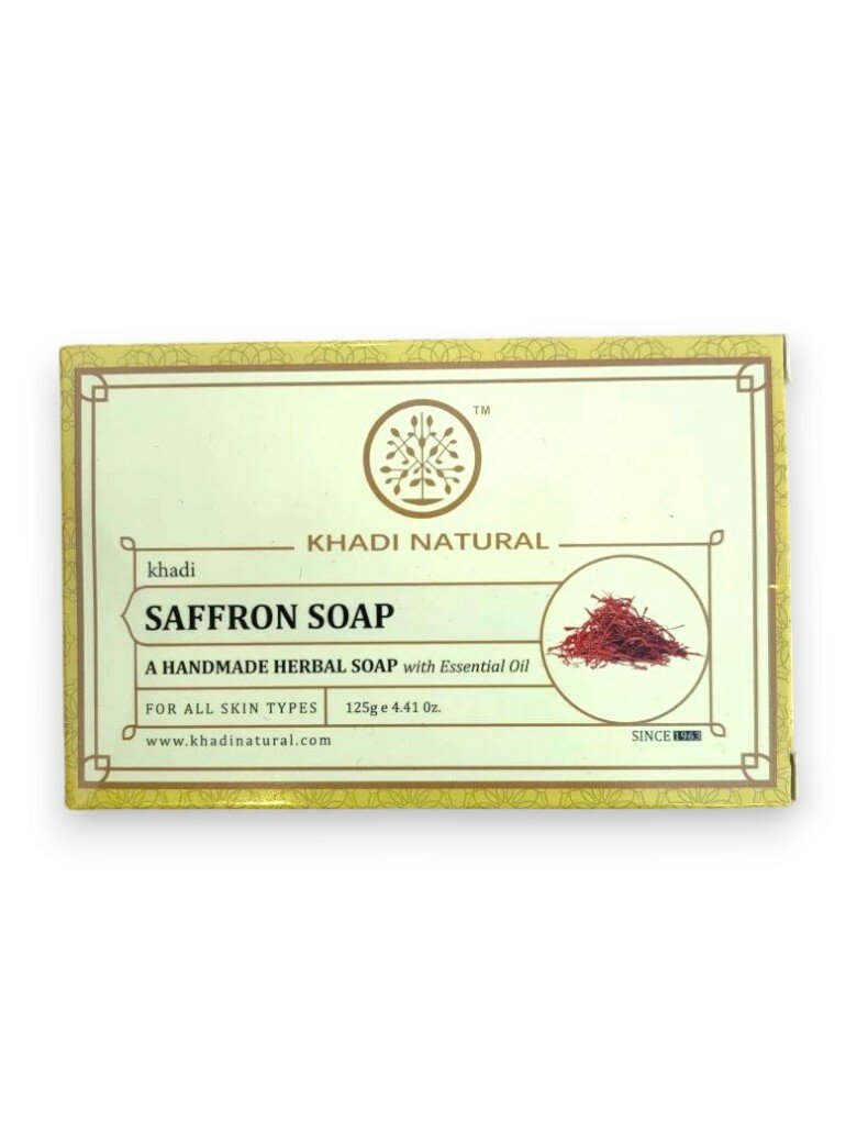 SAFFRON Handmade Herbal Soap With Essential Oils, Khadi Natural (шафран Мыло ручной работы с эфирными маслами, Кхади Нэчрл), в коробочке 125 г.