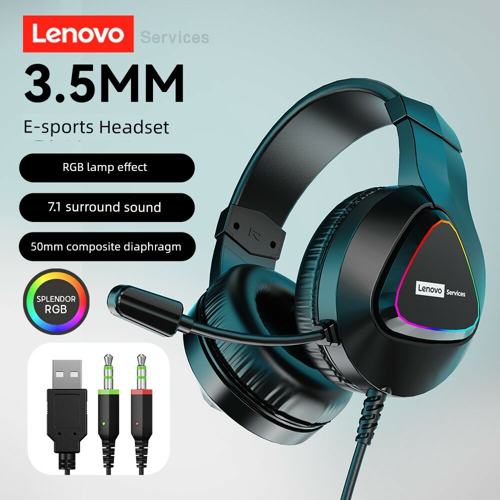 Игровая гарнитура Lenovo/Lenovo, проводная, для настольных компьютеров, специально для киберспорта, с шумоподавлением,