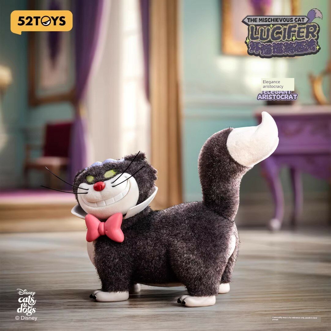 Оригинальная коллекционная фигурка 52TOYS Disney Evil Cat Lucifer в слепой коробке, модная флокированная игрушка,