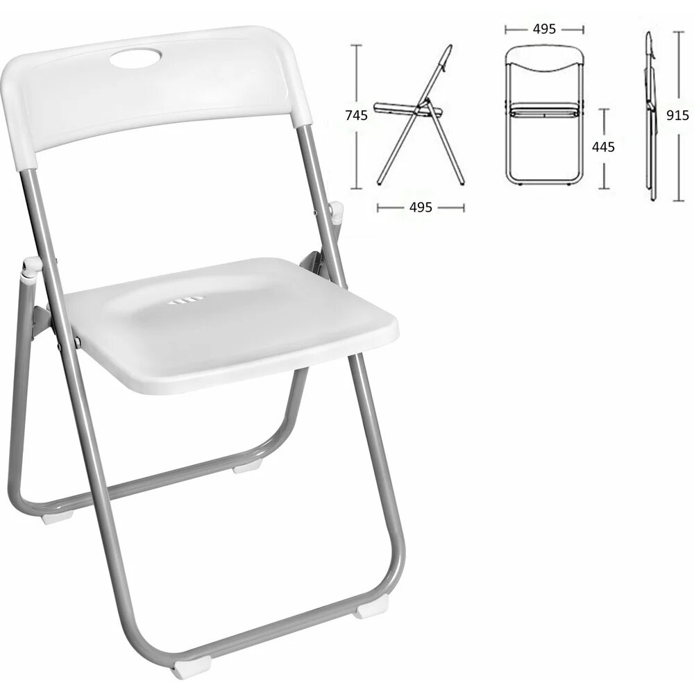 Стул складной BRABIX Golf Lite CF-017, серебристый каркас, пластик белый 532896